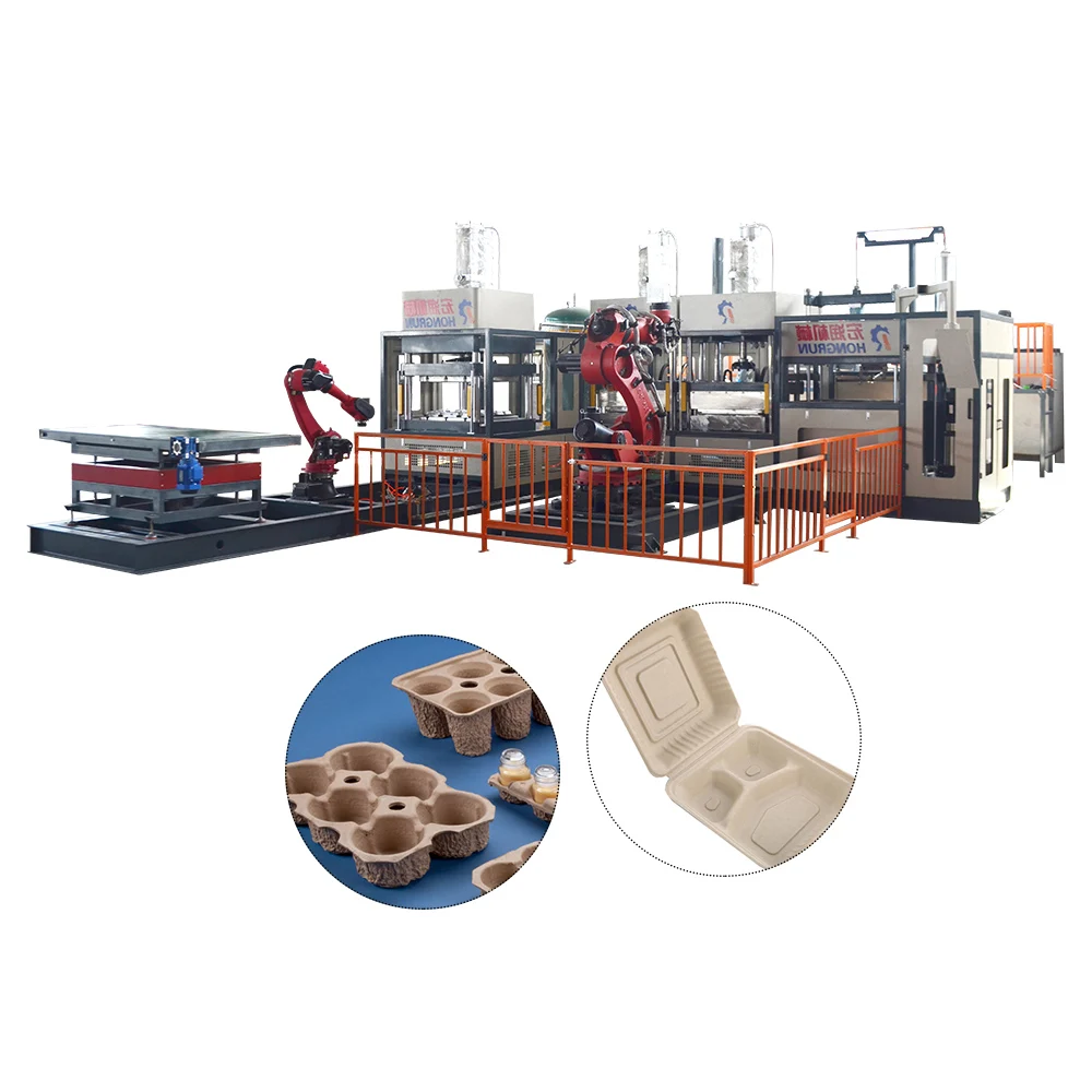 fiber tableware meal box sugarcane bagasse pulp thermoforming machine ...