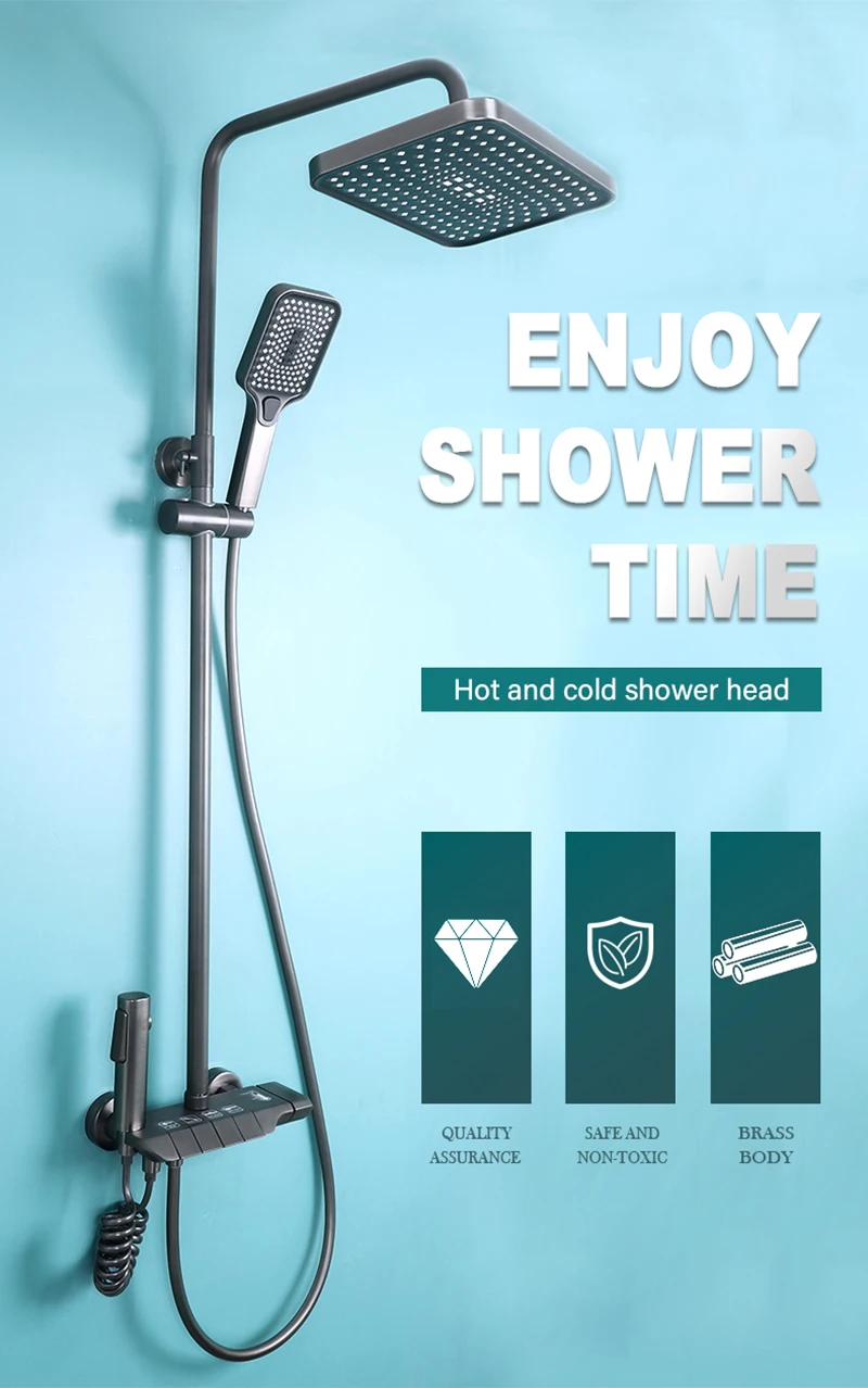 Luxury Brass Rainfall Shower Mixer Set for Hotels & Homes