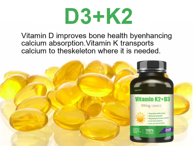 Vitamin D3 K2 Softgels - Enhance Bone Health & Immunity