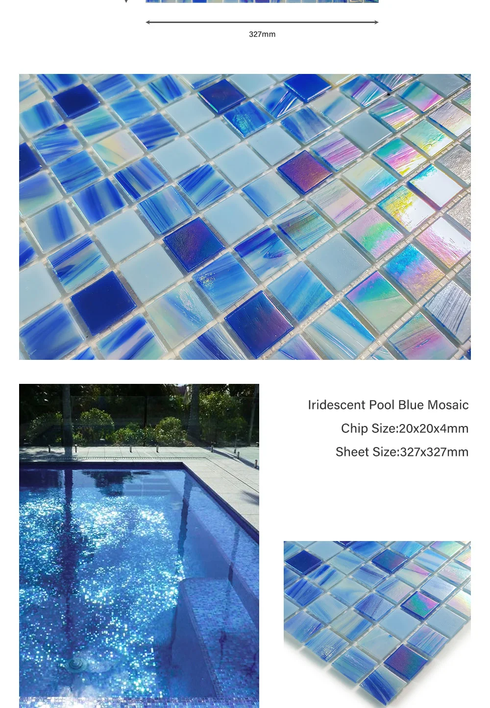 Iridescent Stained Glass Glitter Pool Tiles Flooring Bottom Decorative ...