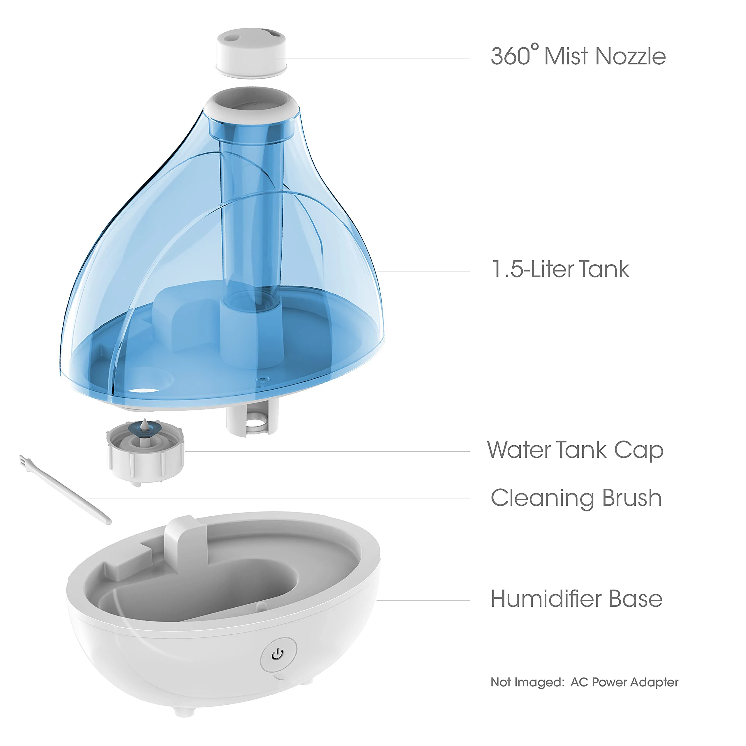 Epsilon Ultrasonic Cool Mist Humidifier 1.5l Water Tank Last Up To 25 ...