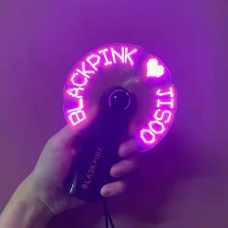 Mini Fans Logo Customized LED Glow Light up Message Handheld Battery ...