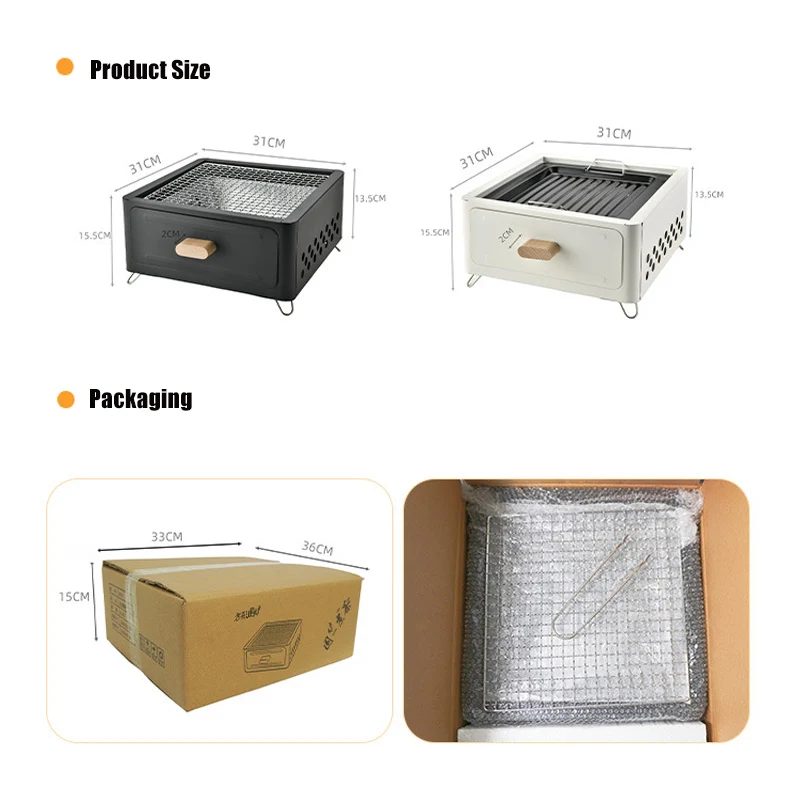 Portable Square Camping Barbecue Grill With Drawer Type Charcoal ...