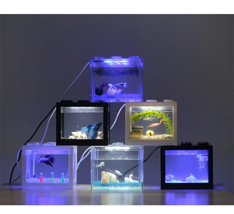 Led Fish Tank Stacked Blocks Micro Landscape Fish Box Ornamental Blocks ...