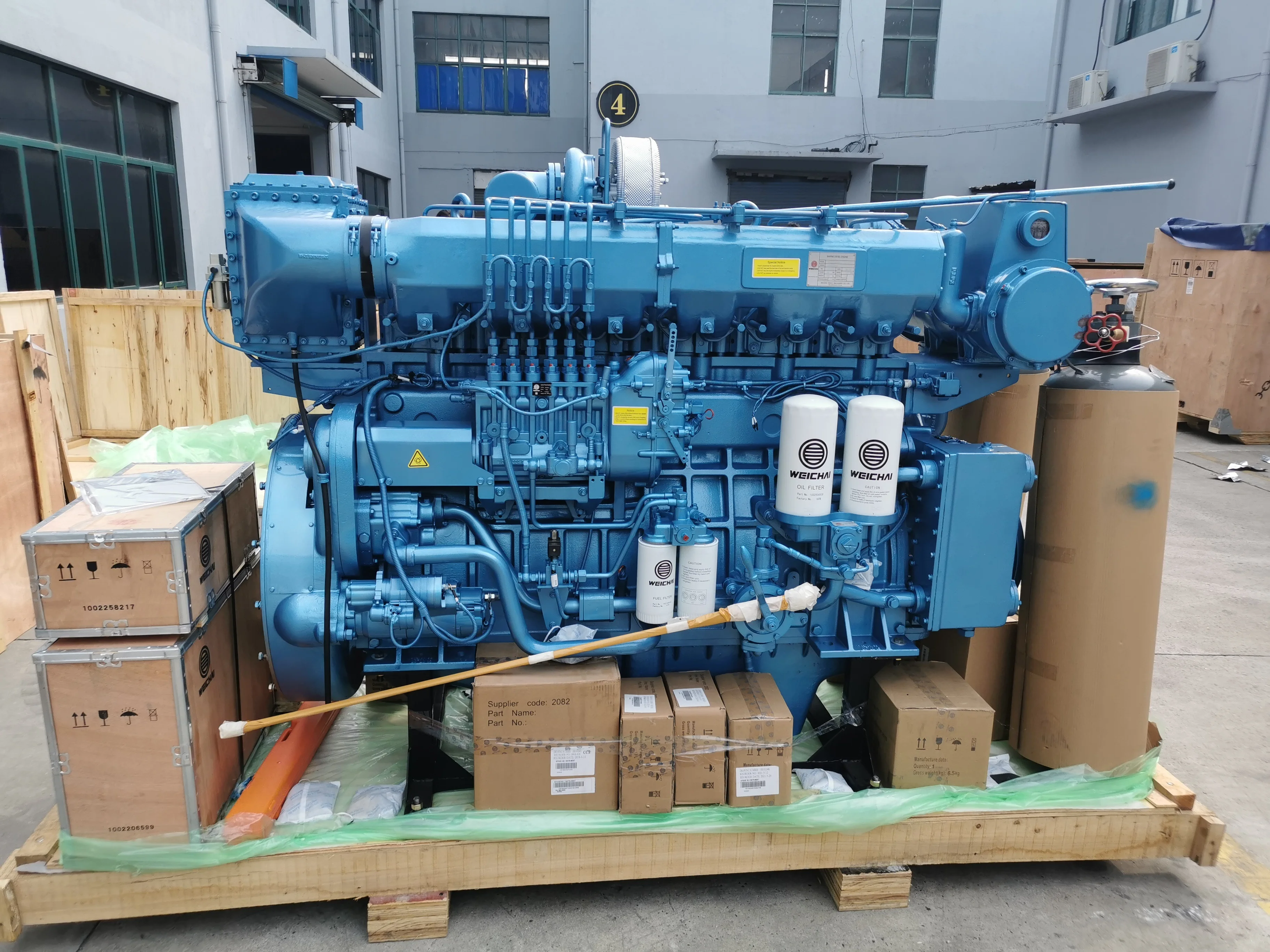 Water Cooled Turbocharged Weichai 4 Strokes Diesel Marine Engine ...