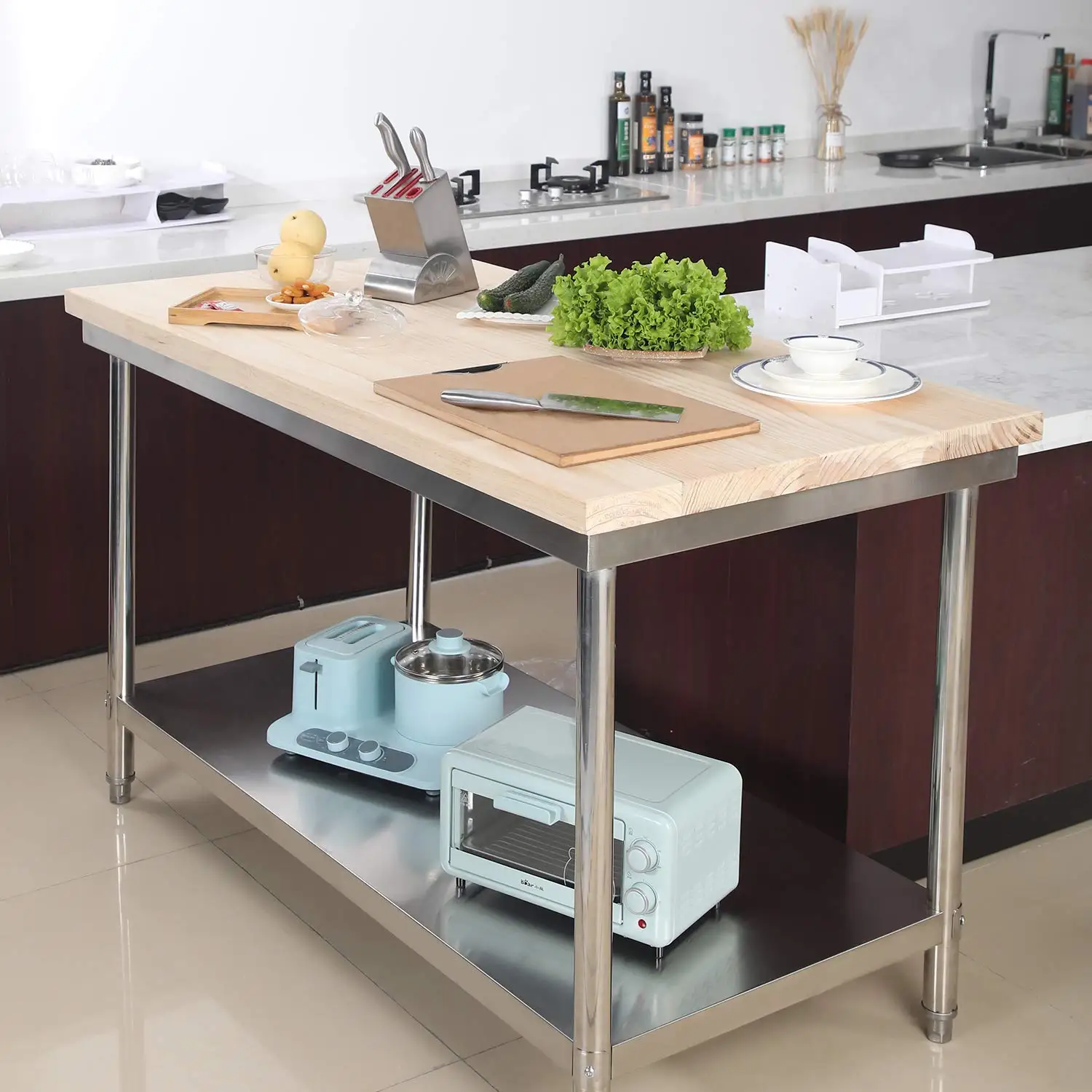 Commercial Kitchen Equipment Rectangular Table Catering Stainless Steel ...