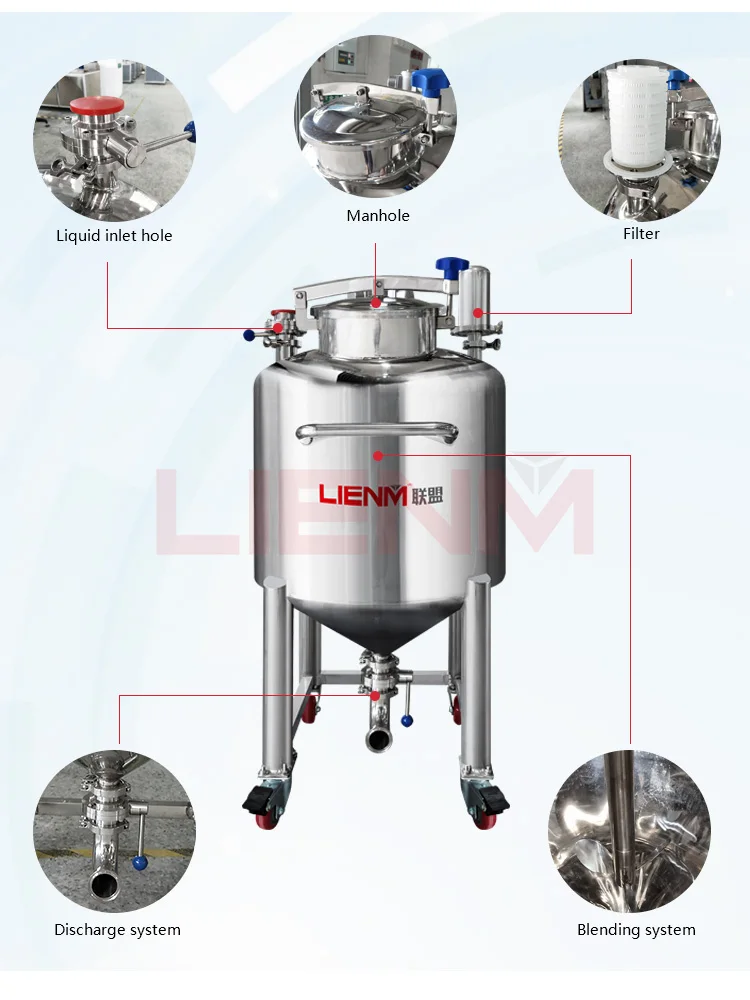 Custom Storage Tank with Agitator Mixer - 500L Stainless Steel