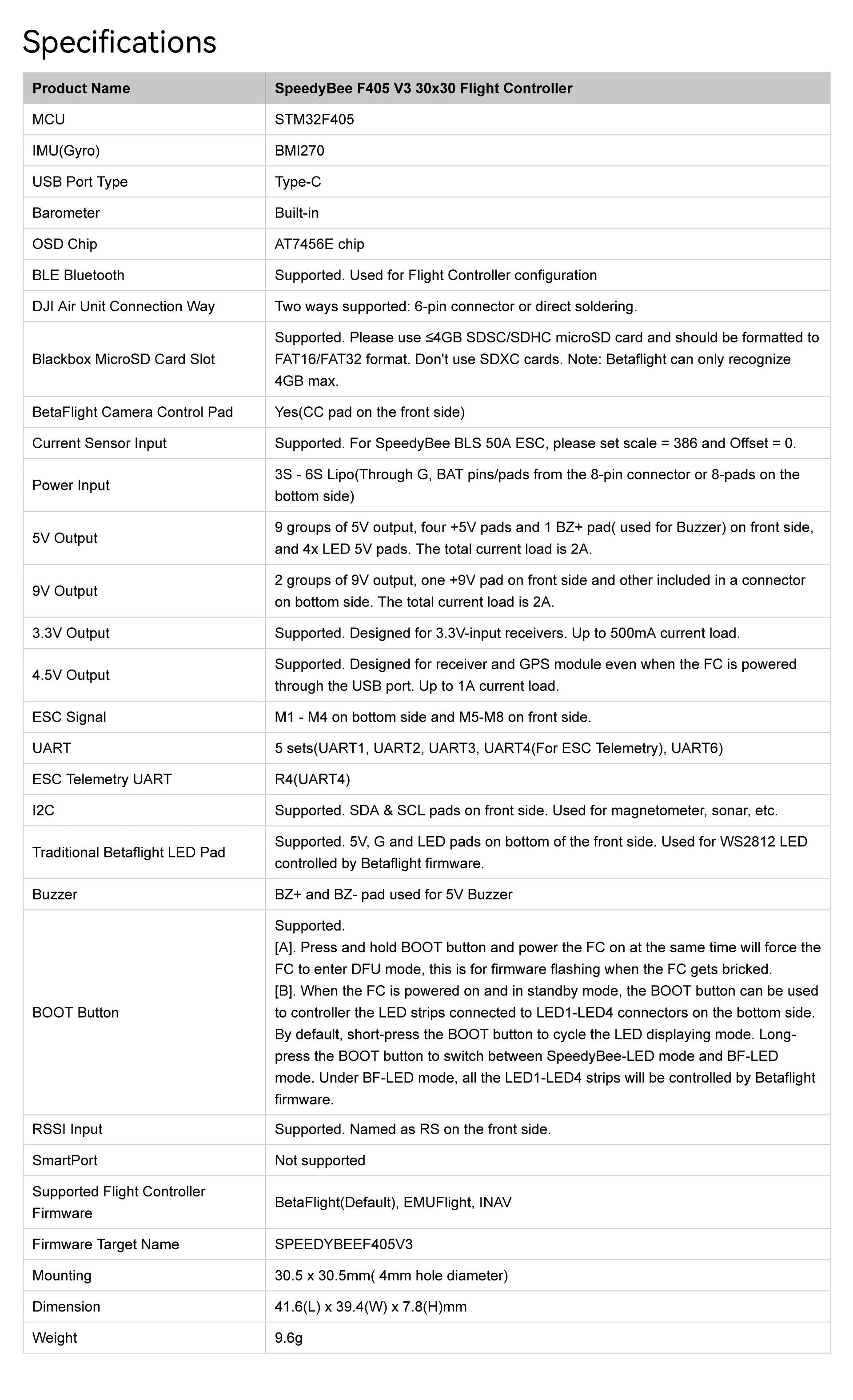 Speedybee F405 V3 F4 Flight Control Bls 50a 4in1 Speed 30x30 Fc&esc ...