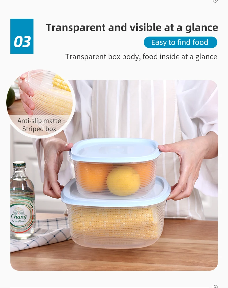 Plastic Crisper Box Food Storage Box Meat Fruit Vegetable Crisper Box ...