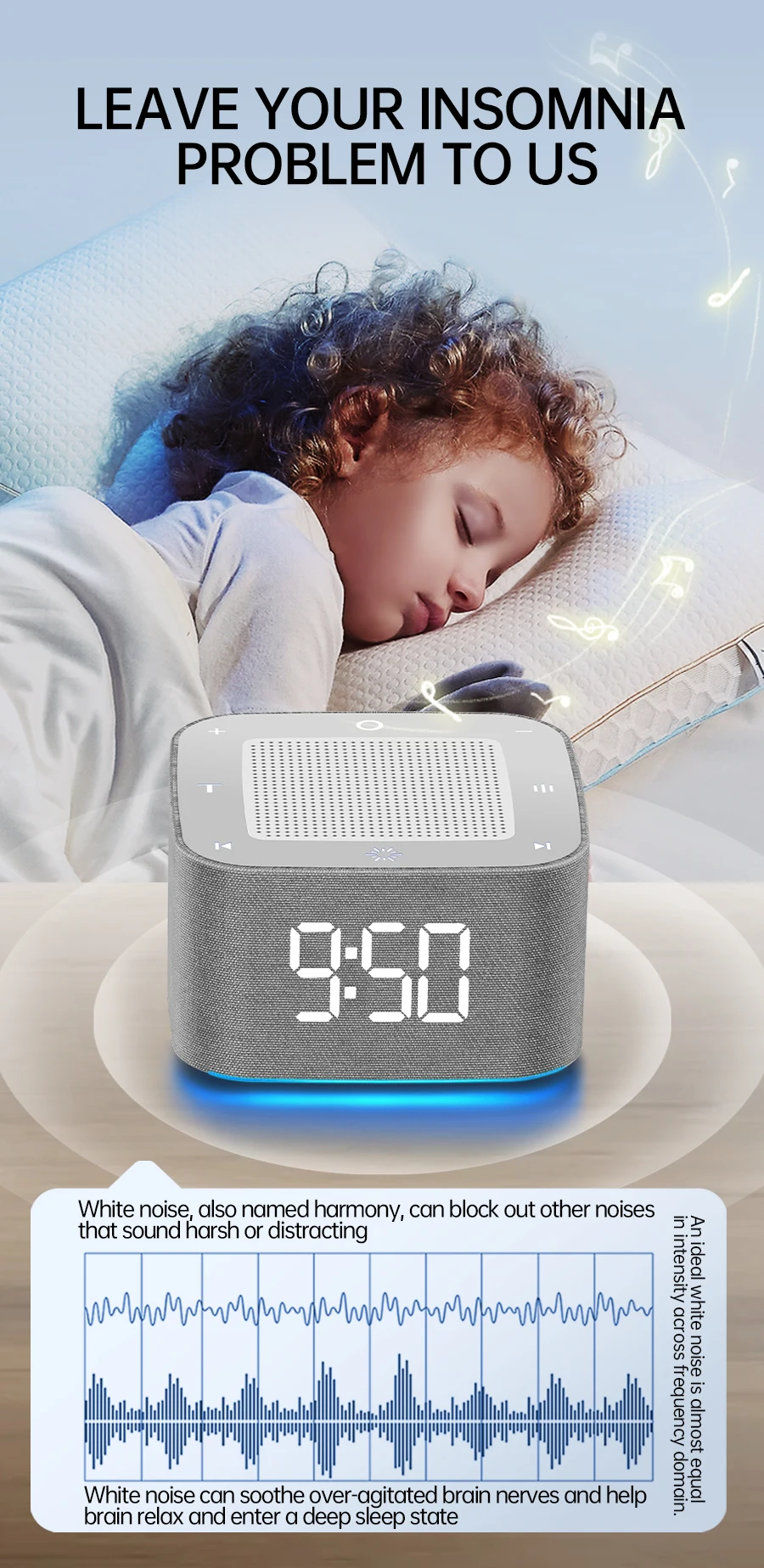 White Noise Machine for Babies & Adults - 32 Smooth Sounds