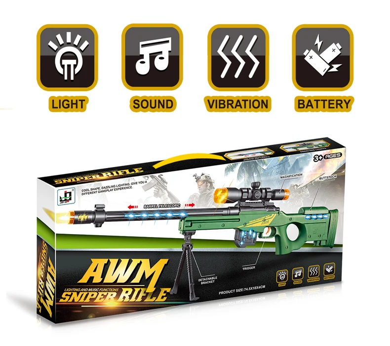 Cheap AWM Sniper Rifle Infrared Laser Gun Toys Light and Sound