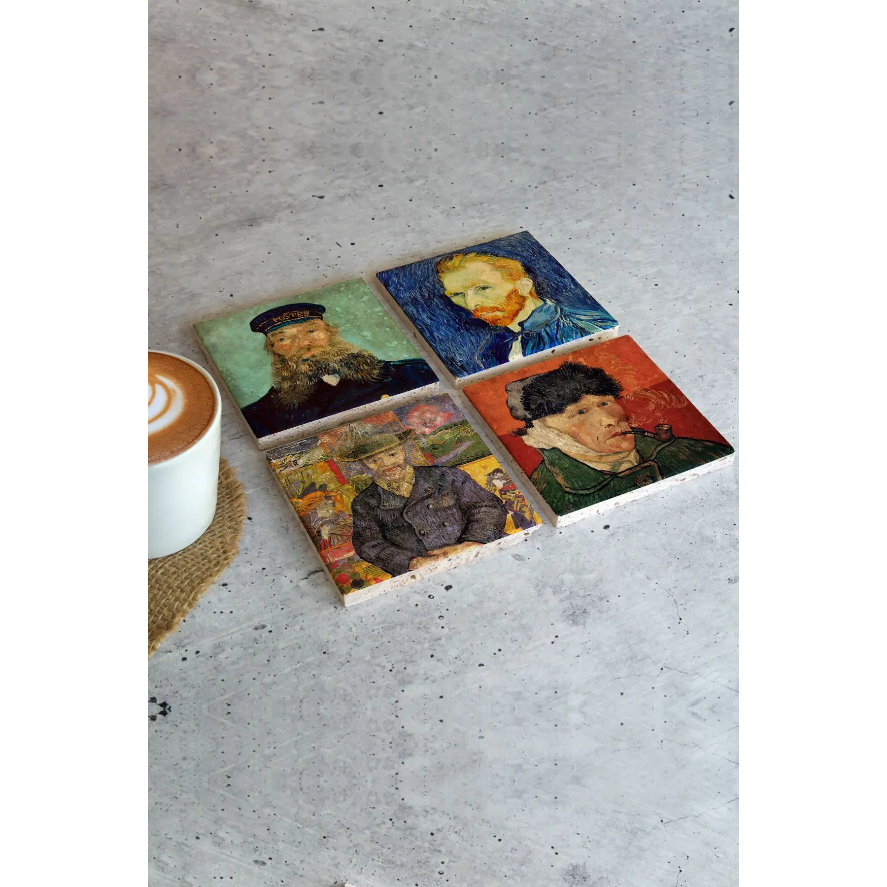 Vincent Van Gogh 4-Piece Stone Coaster Set VanGogh01 for Table ...