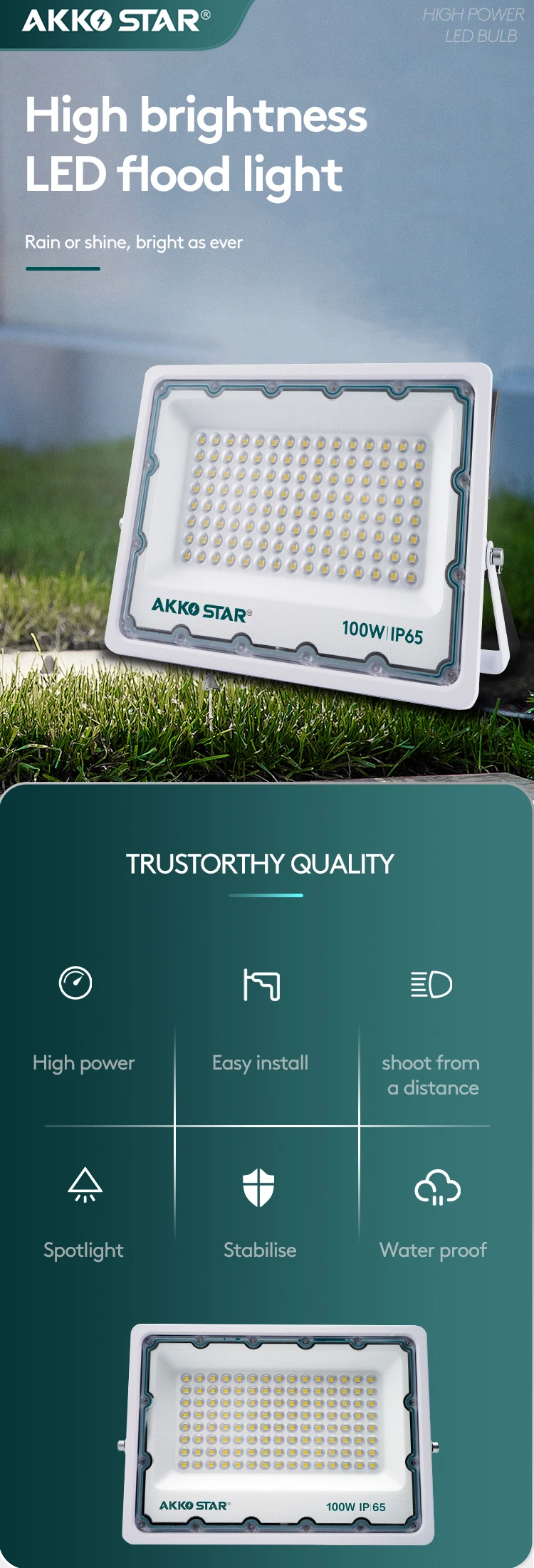 AKKO STAR Led Floodlight 200w 6500k - 30000 Hours Lifespan