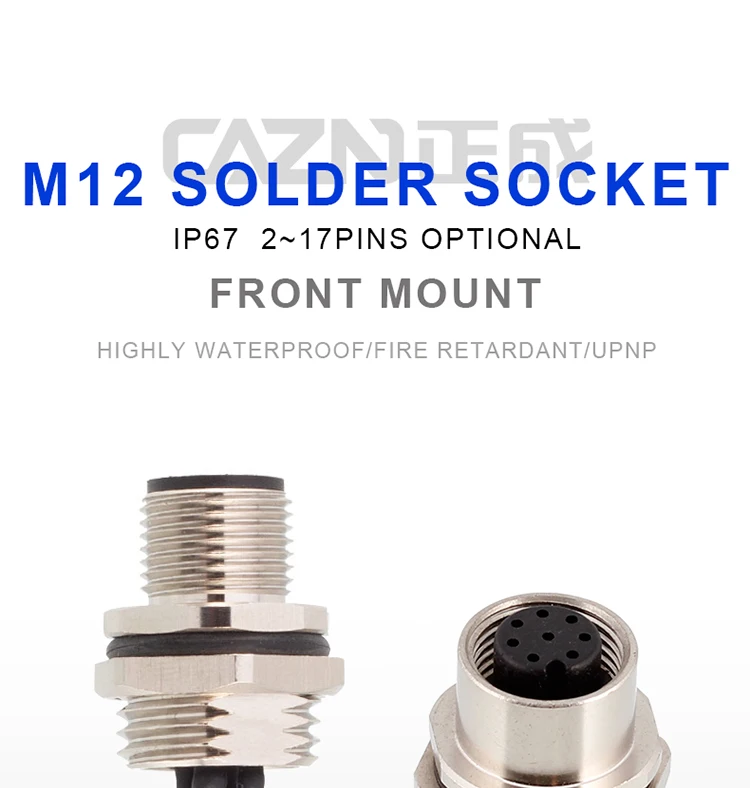 M12 Circular Signal Power Connector Sensor Socket4 5 6 8core 12 17pin ...