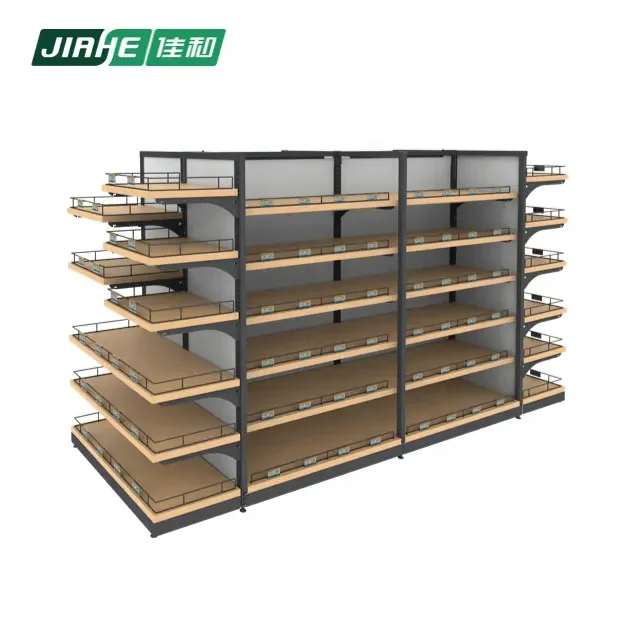 New Design Iron Shelf Wood Shelf Display Stand Supermarket Gondola ...
