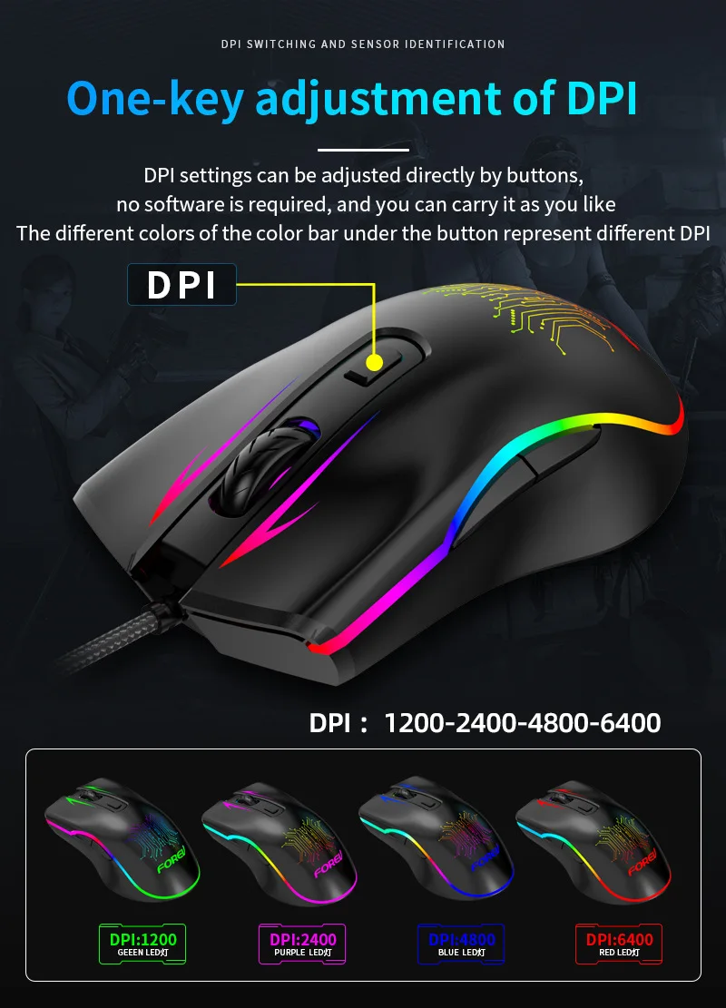 Mechanical Rgb Gaming Mouse Fv-q509 Wiredluminous Mouse Colorful ...