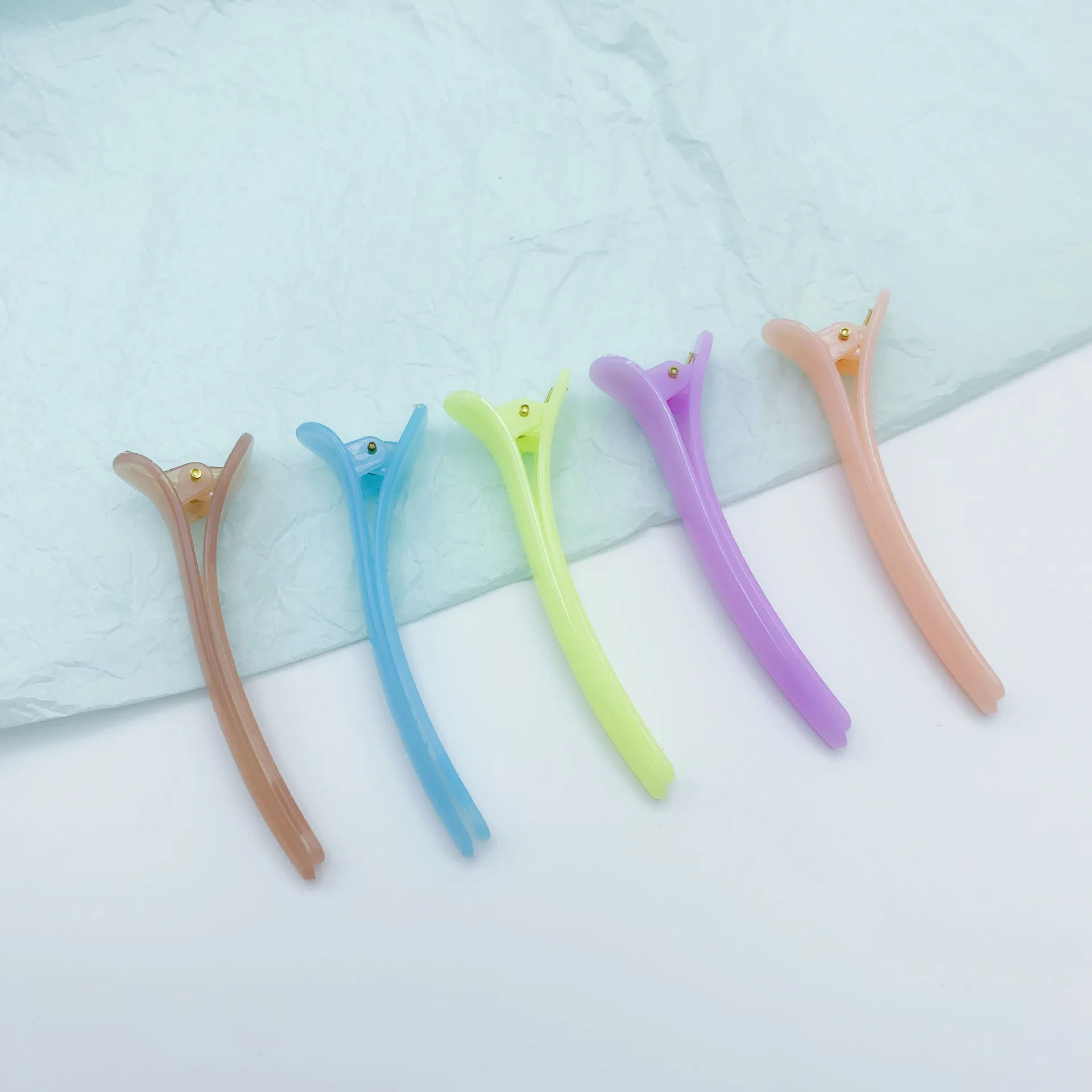 Jelly-colored Duckbill Clips Semi-transparent Bang Clips Side-swept ...