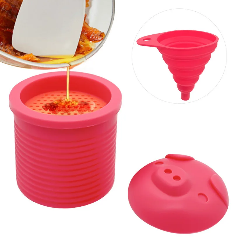 Cartoon Pig Silicone Oil Fat Grease Container Creative Piggy Shape Oil ...