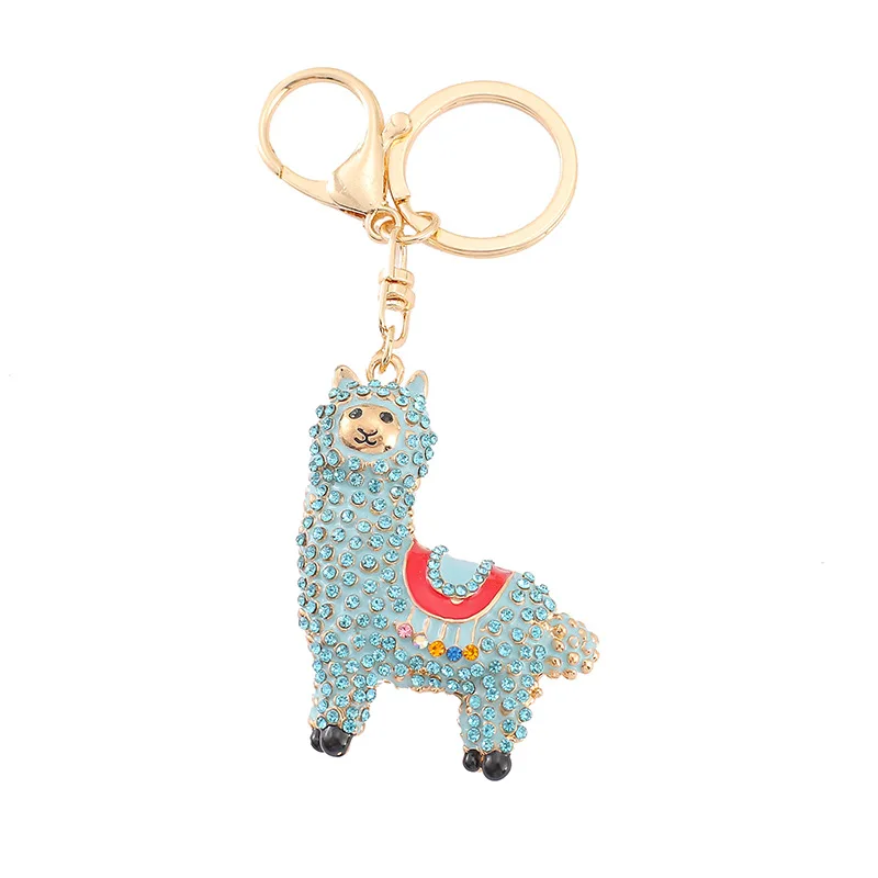 Hot Sale Diamond-encrusted Alpaca Creative Metal Key Chains Cute Bag ...