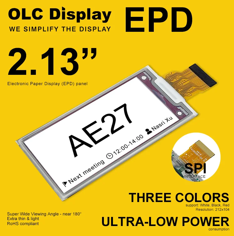 2.13" 212x104 E Ink Gallery Palette 4000 E-paper Reflective ...