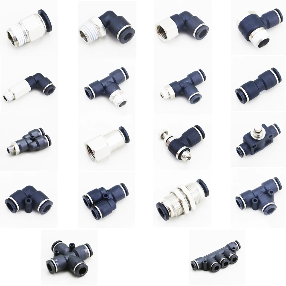 Rih High Quality Pneumatic Tool Black Color Plastic Pu Fitting Air Hose ...