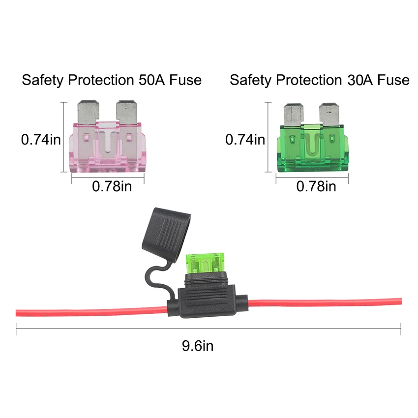 Jumper Power Cable with 40A Fuse Holder for Car Battery