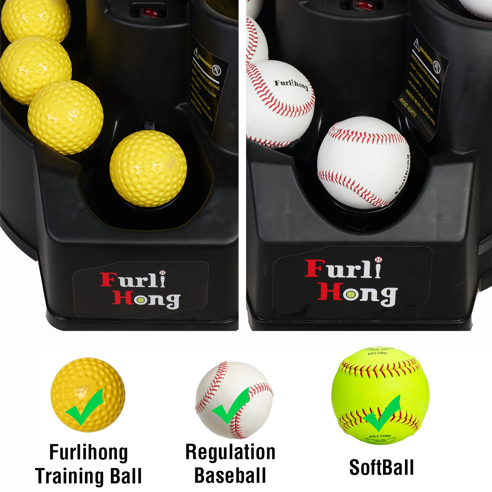 Furlihong 6902BHA Baseball/softball Toss Machine - Rechargeable ...