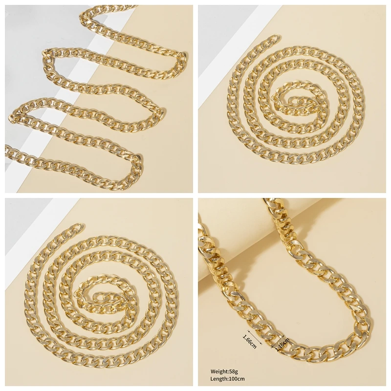 Wholesale Light Gold Metal Nk Chain Handmade Waist Chain Aluminum Curb ...