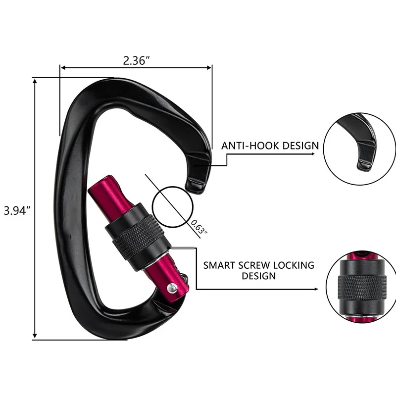 Anyue 2024 Hot Style 7075 Aluminum D Snap Hook For Outdoor Activities ...