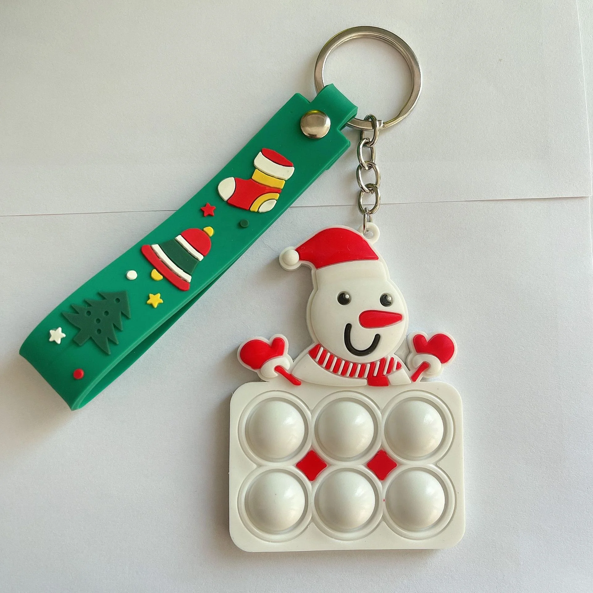 Simple Fidget Buttons Keychain Toy Popping Keyring Bubble Push It Key ...