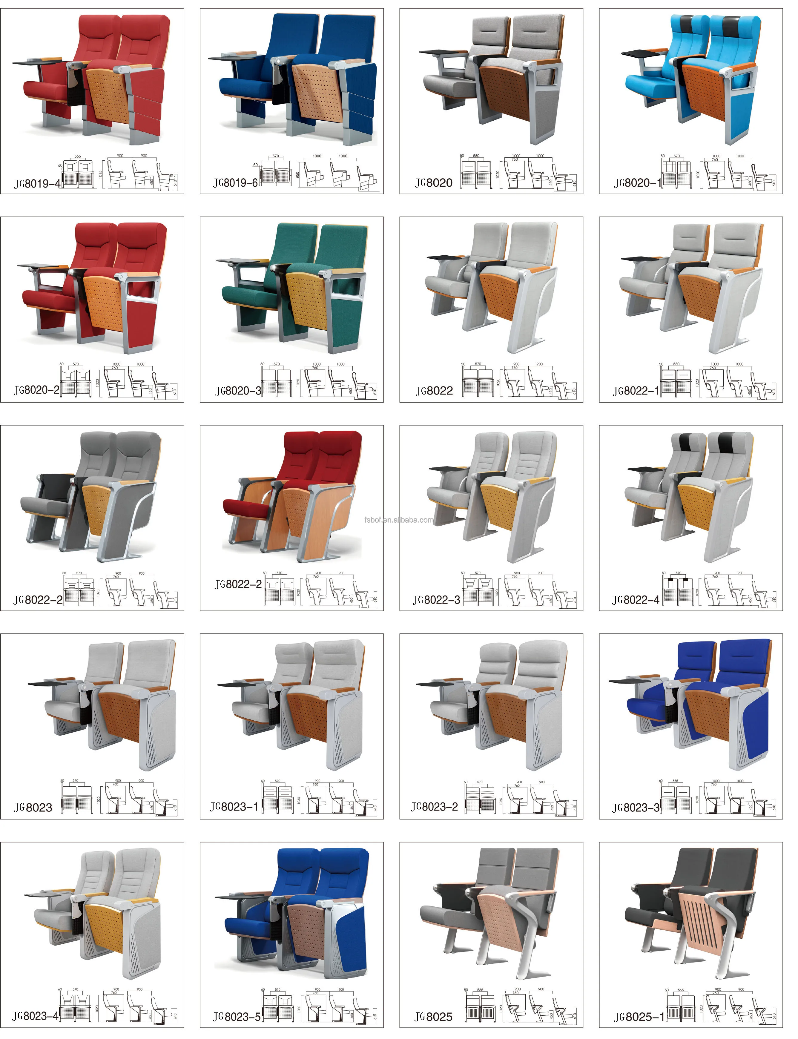 Conference Room Training Chair with Writing Table Theater Chairs Cinema ...