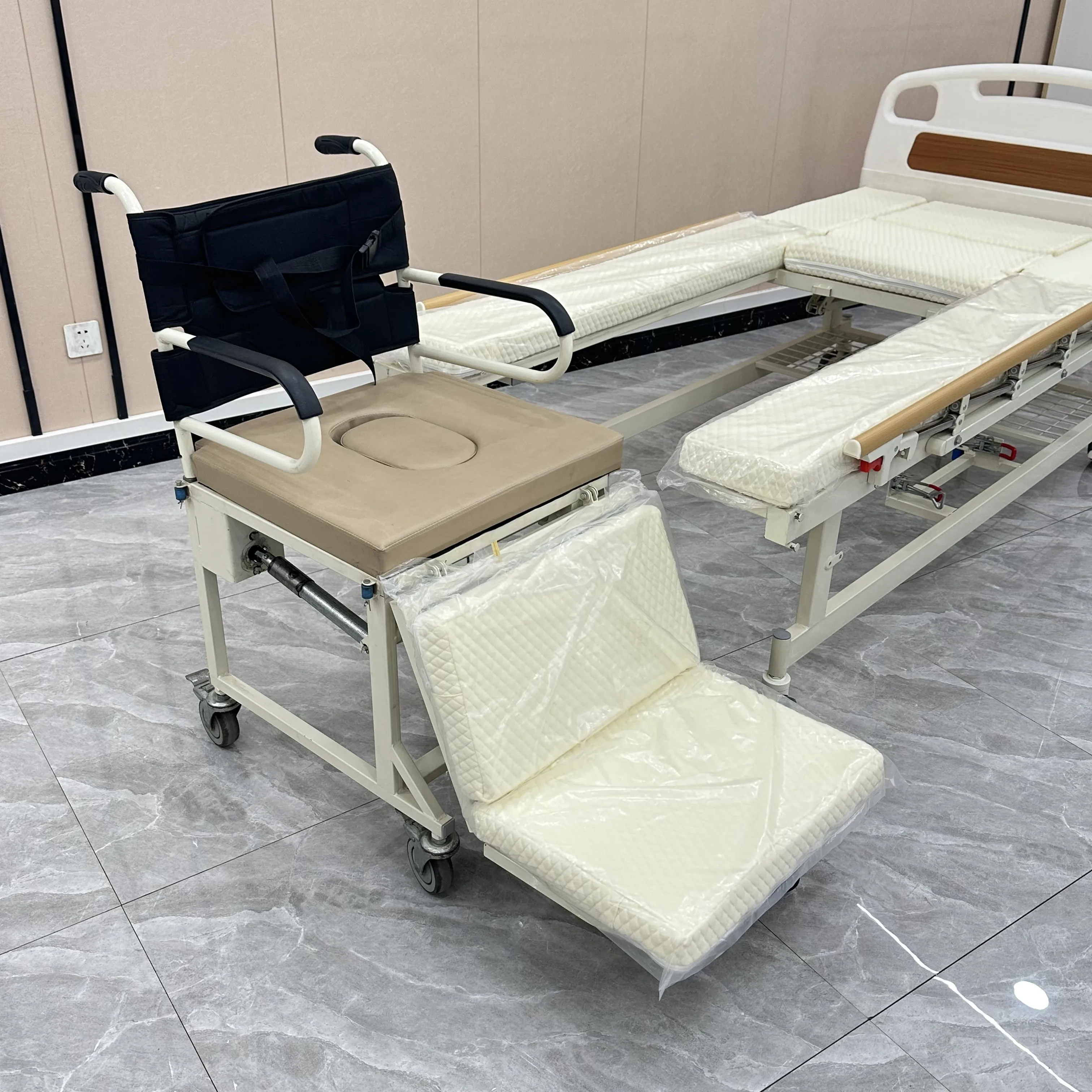 Hospital Bed with Wheelchair Attachment - Convenient Movement