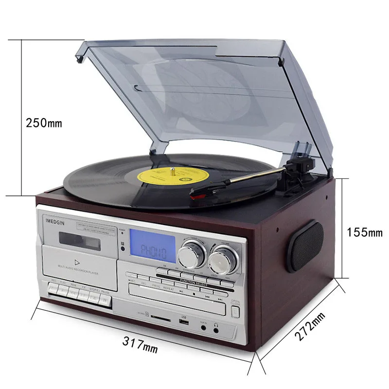 Plays 7" 10" 12" Retro Vinyl Multifunction Record Player Turntable 3 ...