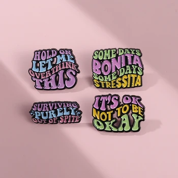 Funny Quote Enamel Pin Inspirational Text Hold On Okey Accessories Gift ...