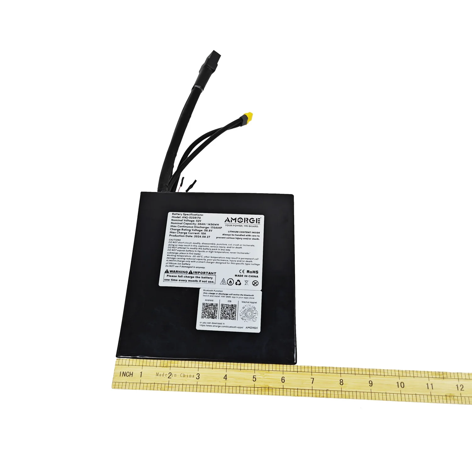 AMORGE 14S7P 52V 28AH 170AMP Lithium Battery Pack for Evs