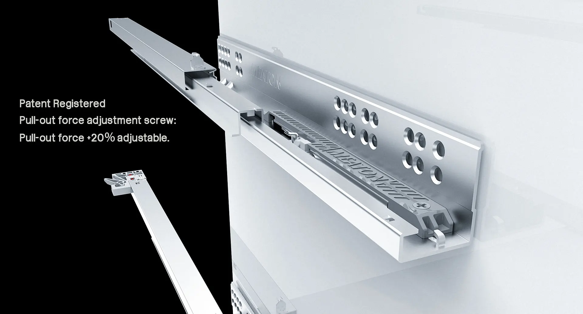 Heavy Duty Self Closing Drawer Slides - 3 Fold Synchronized