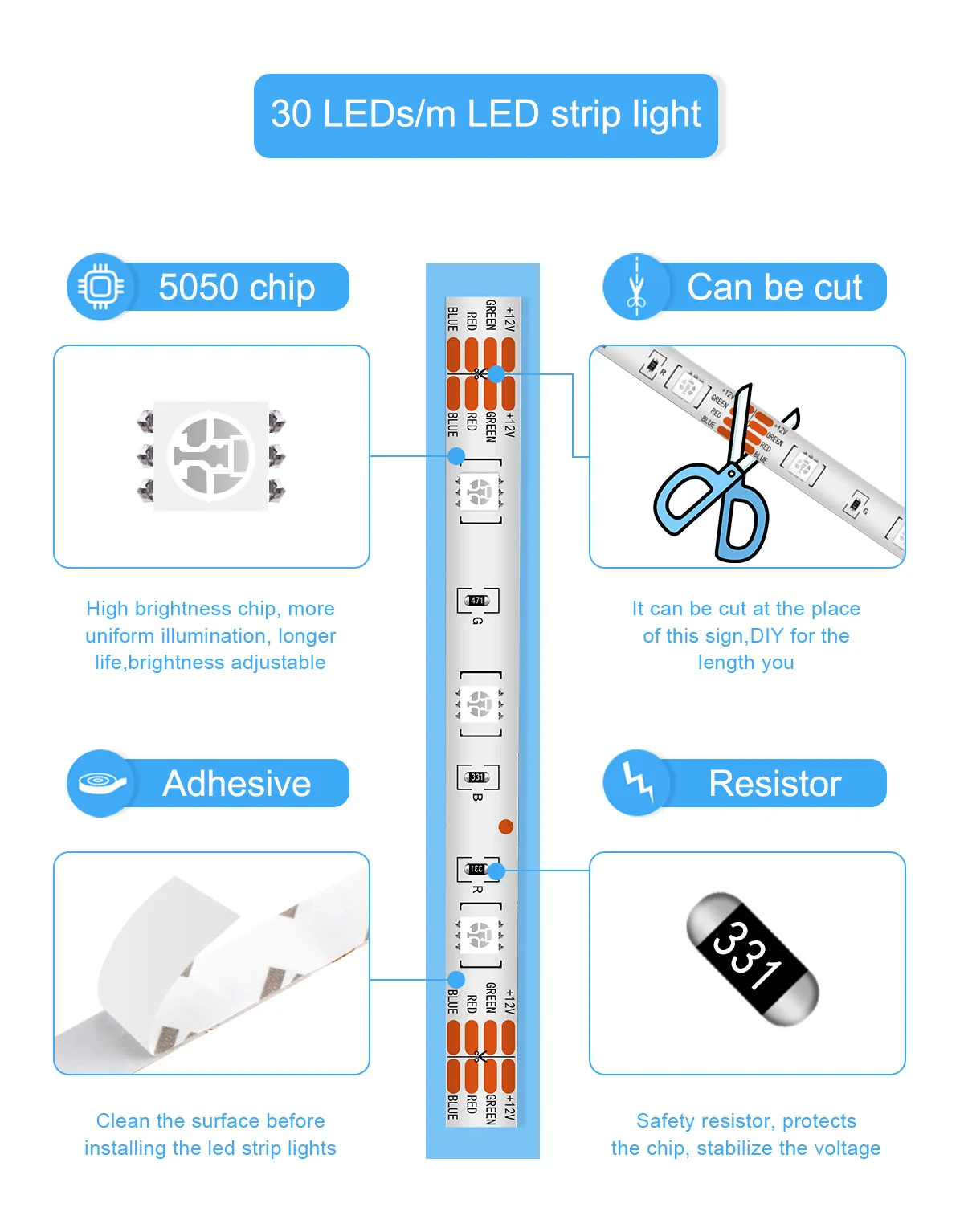 Tenmiro 65.6ft Led Strip Lights Ultra Long 20m Rgb 5050 Color Changing ...