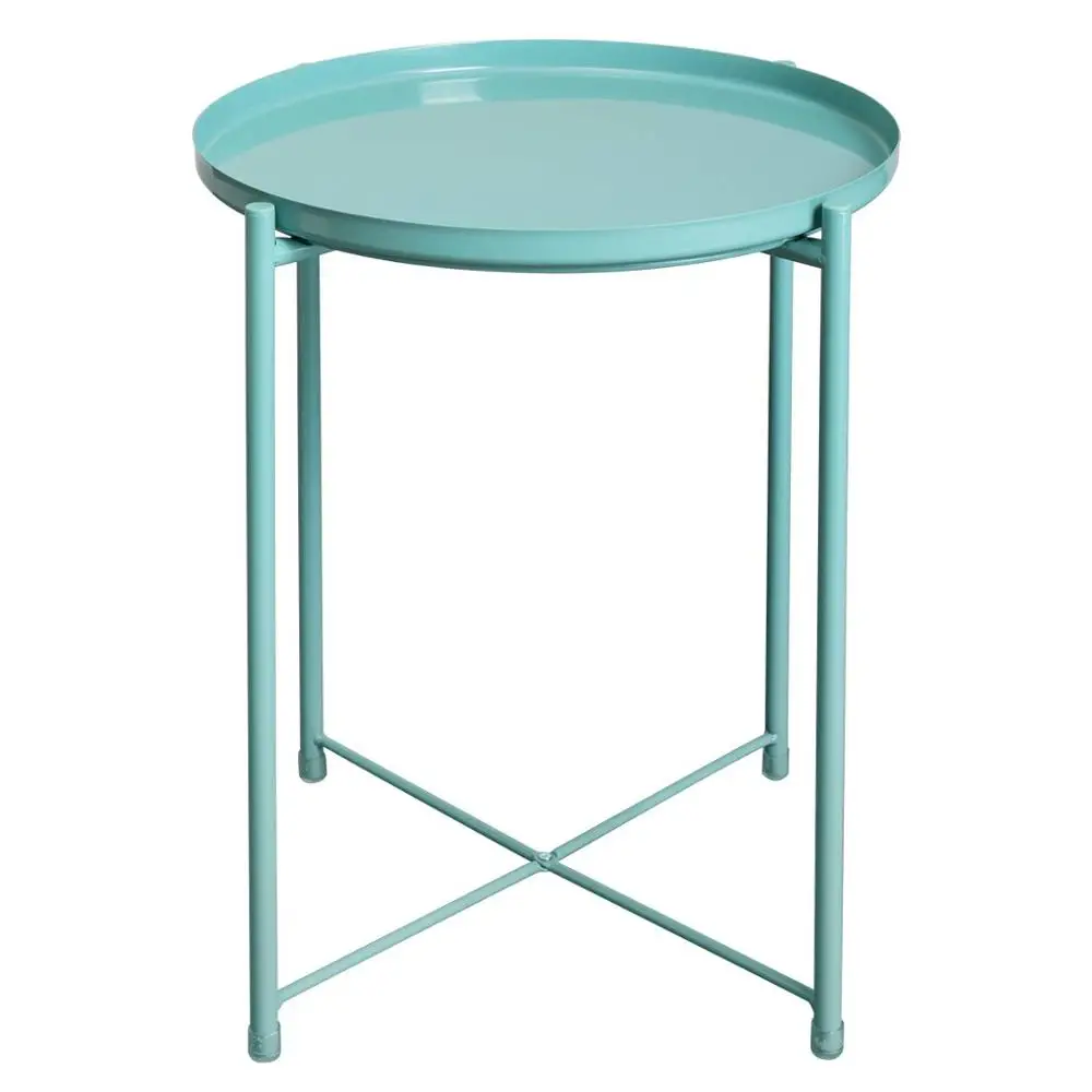 Modern Small Round Side Table Metal End Tables Tray Snack Table For ...