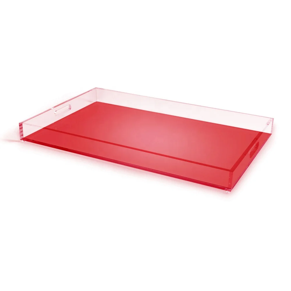 Neon Color Acrylic Tray Clear Acrylic Serving Trays With Handles Square ...