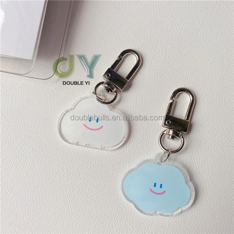 Clear Plastic Keychain Product Cartoon Cloud Keyring Bling-bling Key ...