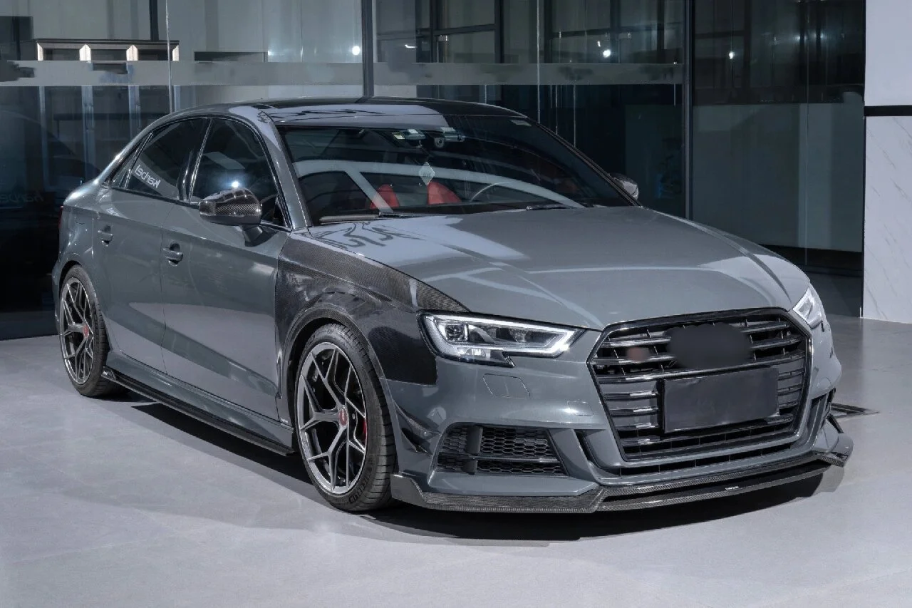 Kb Style Carbon Fiber Front Bumper Lip Carbon Black Front Lip For Audi A3 S3 2017-2020 - Buy ...