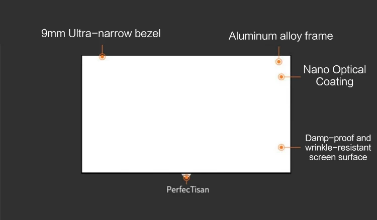 PerfecTisan 150 Inch Screen Fix Frame Projector Screen 4K HD ALR Short ...