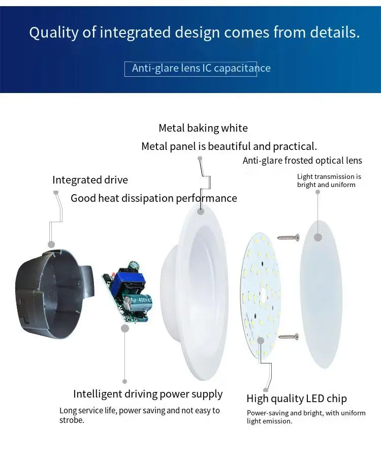 Led Ceiling Light Smd Downlight Concealed Recessed Hole Light 5w7w12w ...