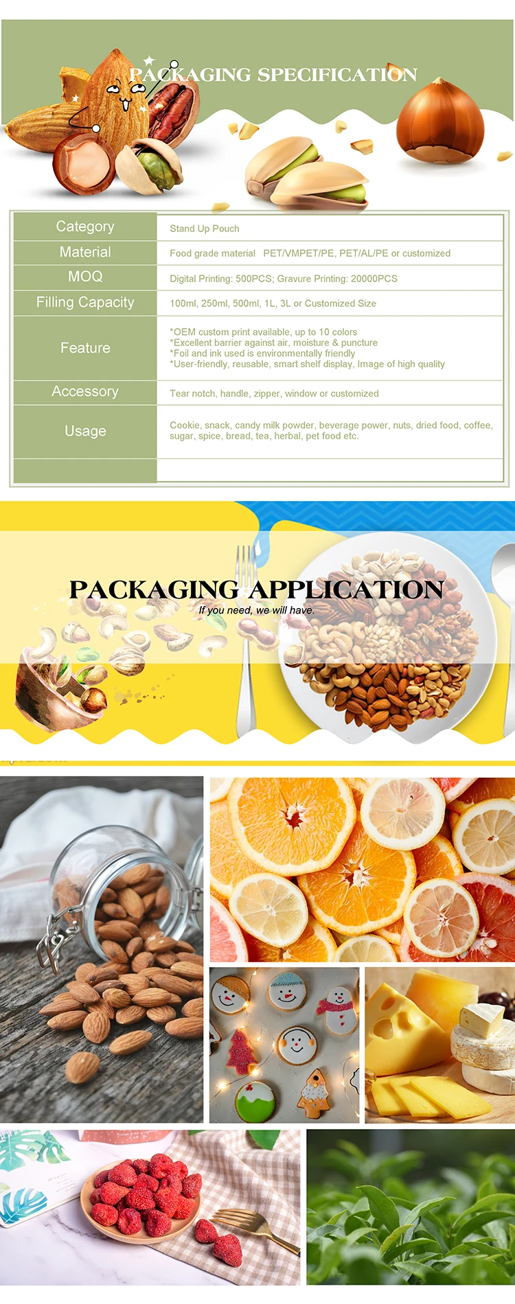 Eco-friendly Corn Starch Pouch Packaging Bag For Food Pla Bio ...