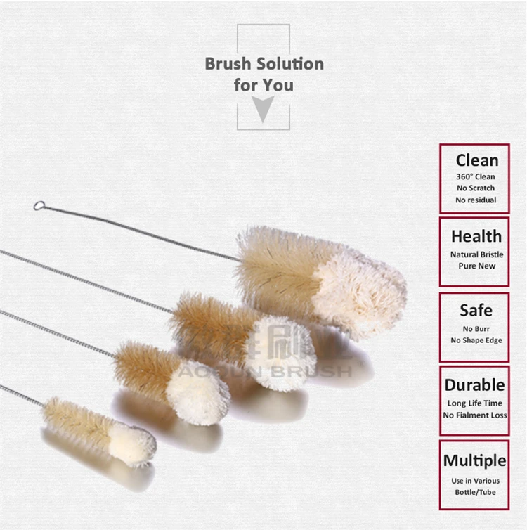 Small Nylon Twisted Wire Bottle Cleaner Brush of Coconut