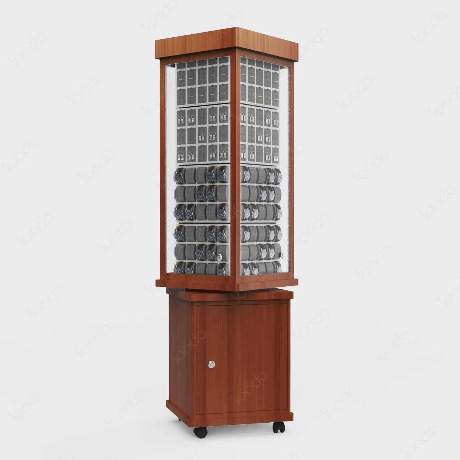 Custom Rotating Watch Jewelry showcase Display Wood Marble Jewelry ...