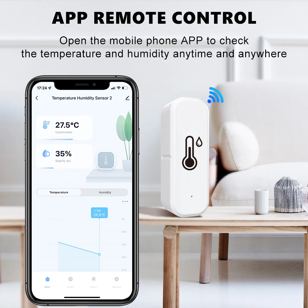 Tuya Wifi Smart Wireless Hygrometer Thermometer Detector Voice Alarm ...