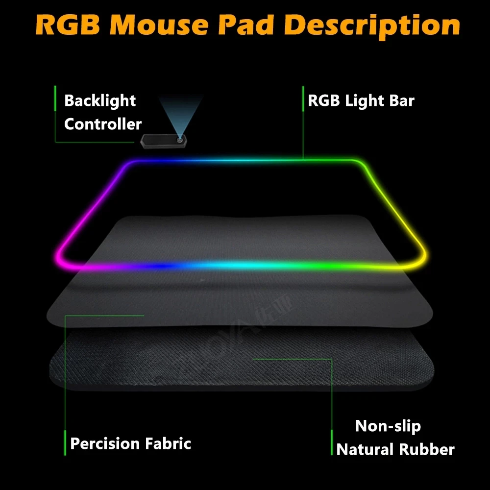 LED Light Gaming Mouse Pad RGB Large Computer Mousepad Gamer Carpet ...