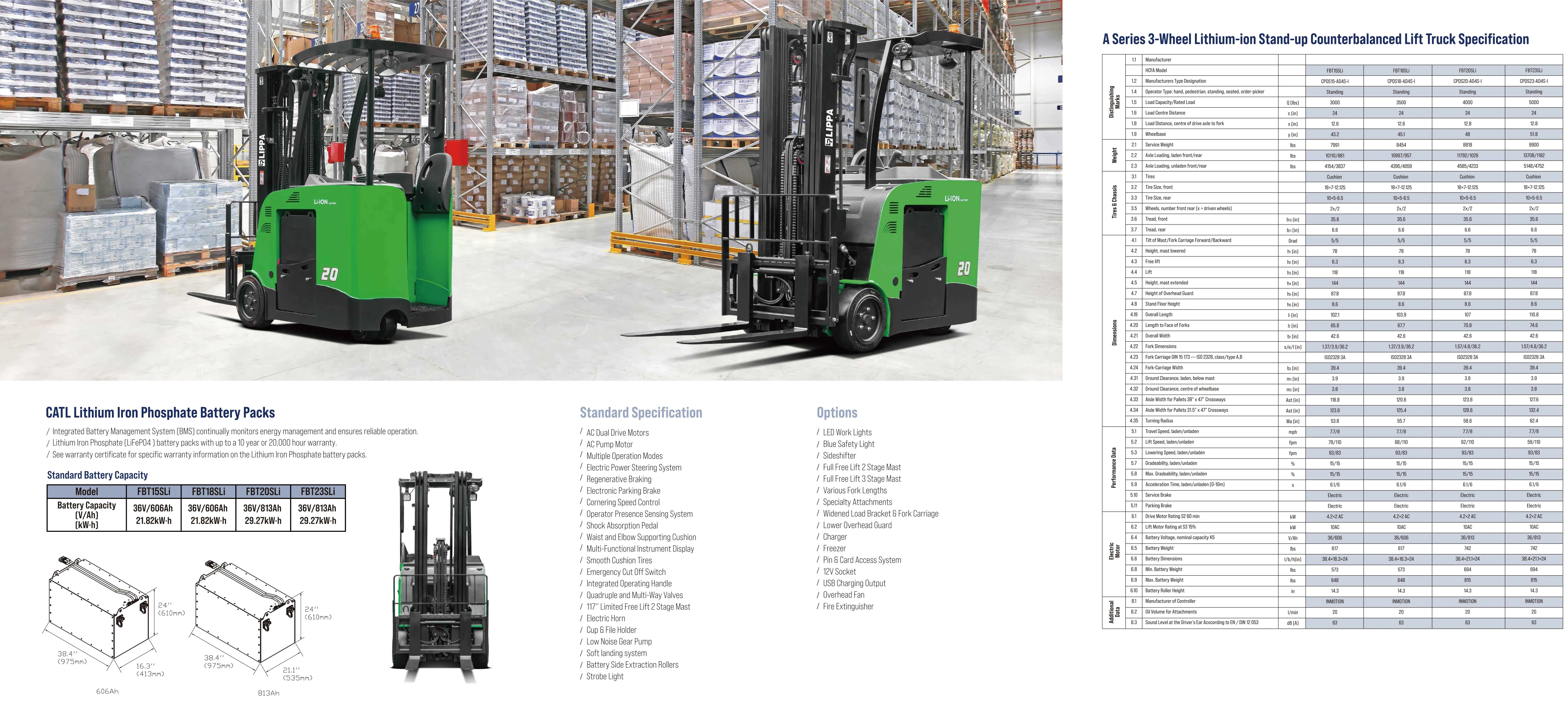 3-wheel Stand-up Counterbalanced Lift Truck With Lithium-ion Electric ...