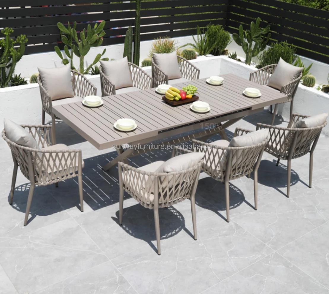 Luxury 12-Seater Aluminum Outdoor Dining Set with Cushions - Patio ...